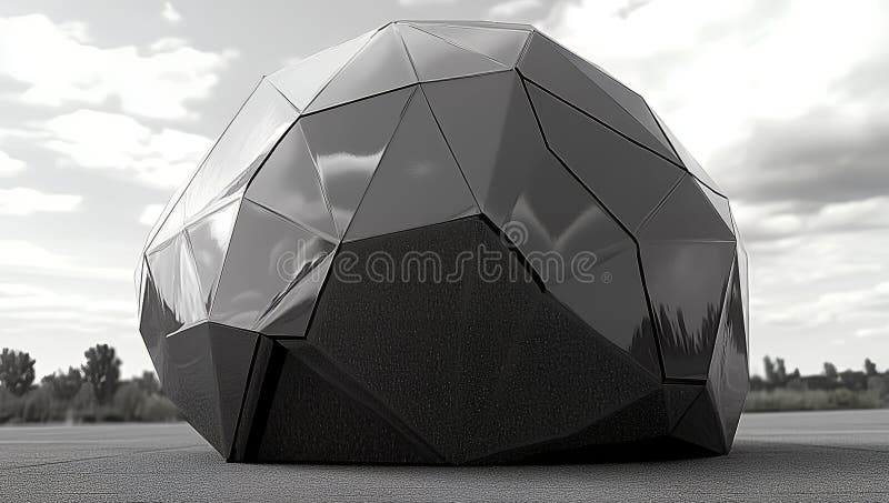 Futuristic Black Geometric Structure Outdoors Modern Architecture ...