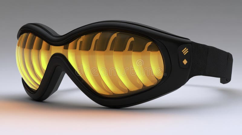 Futuristic Black Goggles with Glowing Orange Lenses Against a Neutral ...