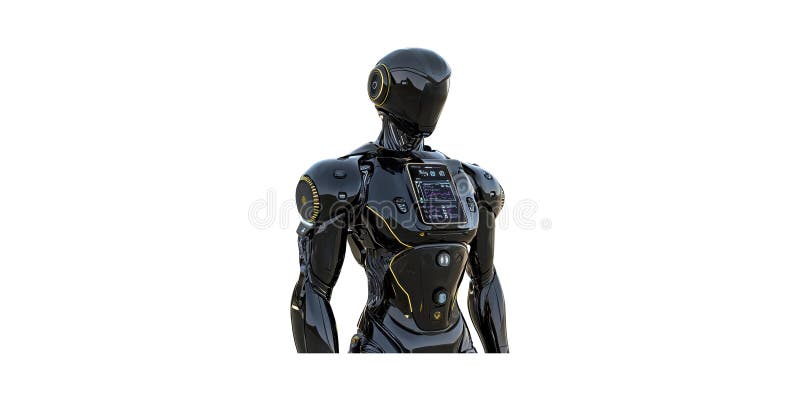 Futuristic Humanoid Robot Advanced Technology Isolated Black Background ...