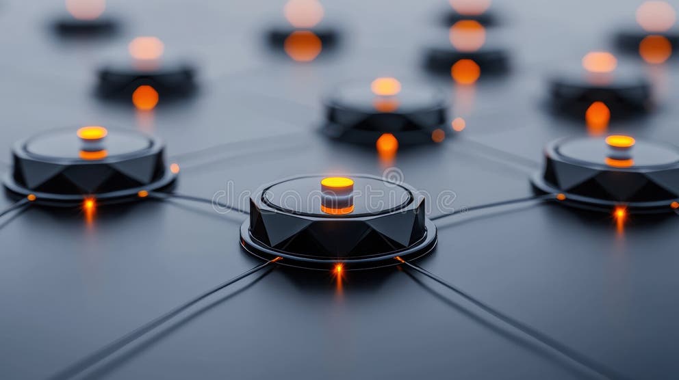 A Futuristic Black and Orange Device with Glowing Buttons. Stock Image ...