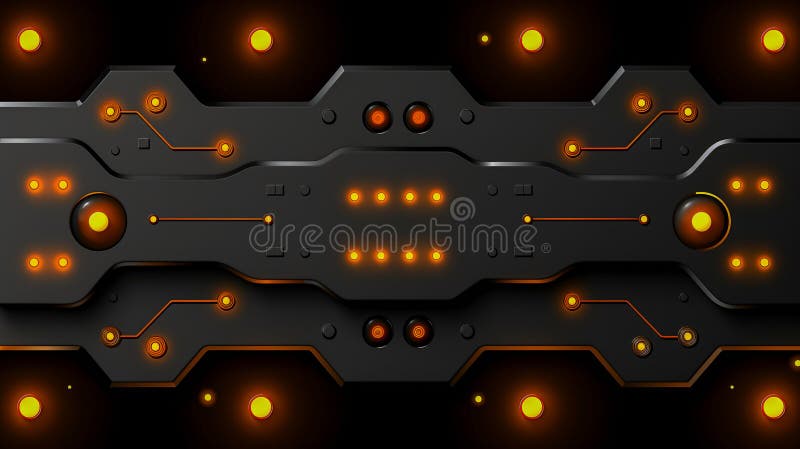 Futuristic Black and Orange Tech Circuit Design Stock Illustration ...