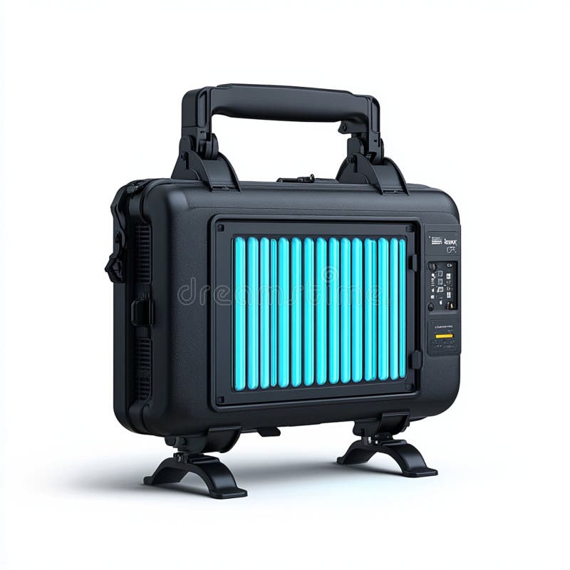 Modern Black Portable Device with Blue Light Panel 3d Box Tool Case ...
