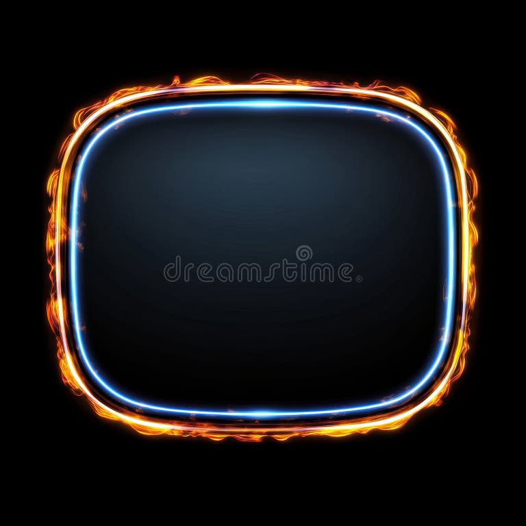 Futuristic Black Rectangular Frame with Glowing Blue Electric Border on ...