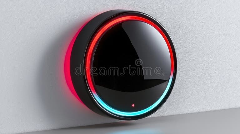 A Futuristic Black and Red Digital Clock with a Glowing Red Ring and a ...