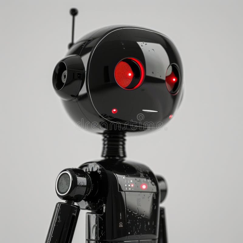 Futuristic Black Robot with Red Eyes Symbolizing Technology, Innovation ...
