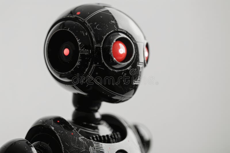Futuristic Black Robot with Red Eyes Symbolizing Technology, Innovation ...