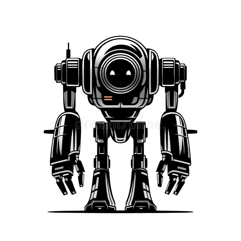 Futuristic Black Robot Vector Illustration for Technology and Sci-Fi ...