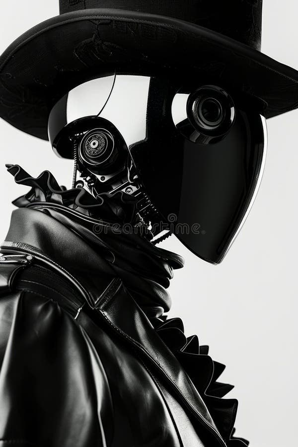 Futuristic Black Robotic Plague Doctor Concept on White Background ...