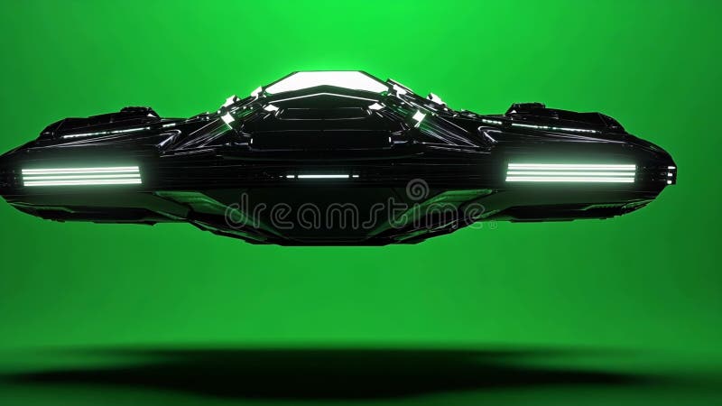 Black Spaceship Hovering on Green Screen Background Stock Footage ...