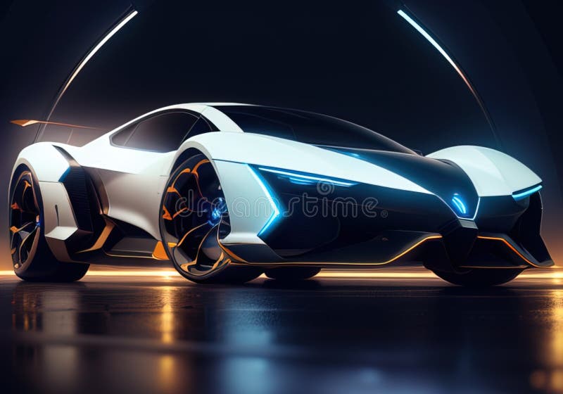 Futuristic Black Sports Car in Neon Light. Ai Generative Stock ...