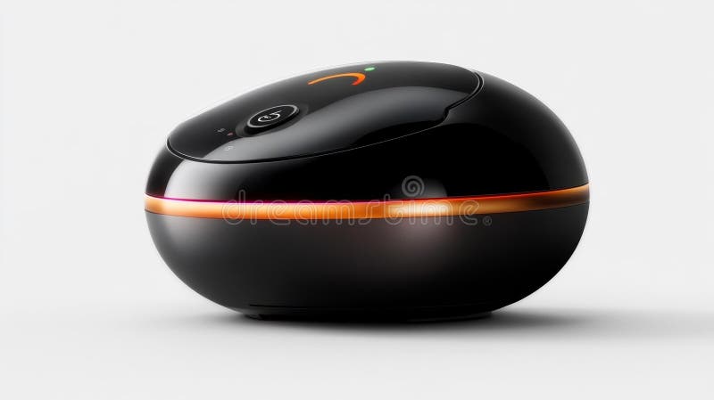 Futuristic Black Technology Device with Glowing Lights on a White ...