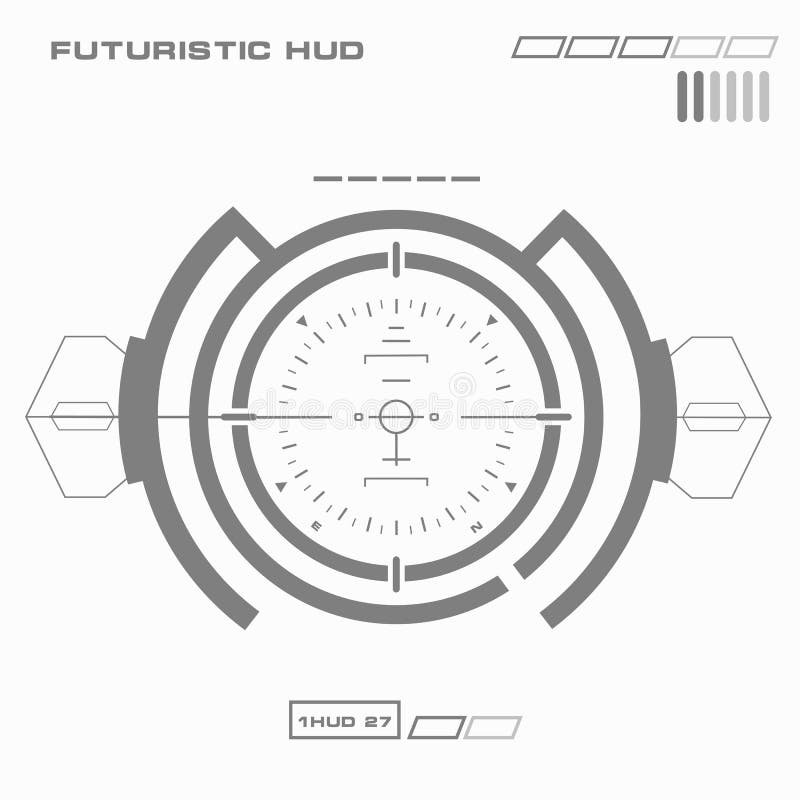 Futuristic Black and White HUD, Virtual Touch User Interface in Flat ...