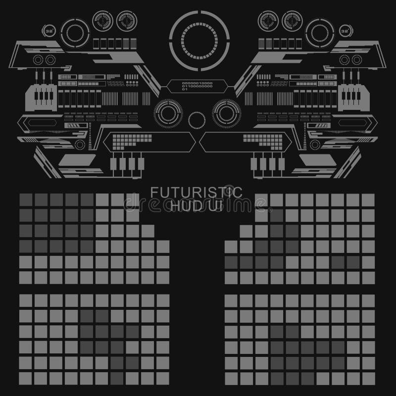 Futuristic Black and White HUD, Virtual Touch User Interface in Flat ...
