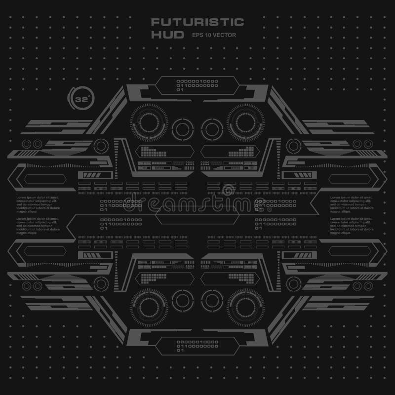 Futuristic Black and White HUD, Virtual Touch User Interface in Flat ...