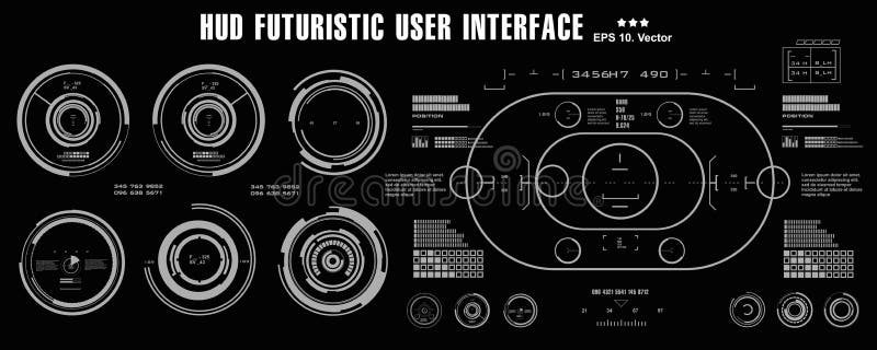 Futuristic Black and White HUD, Virtual Touch User Interface in Flat ...