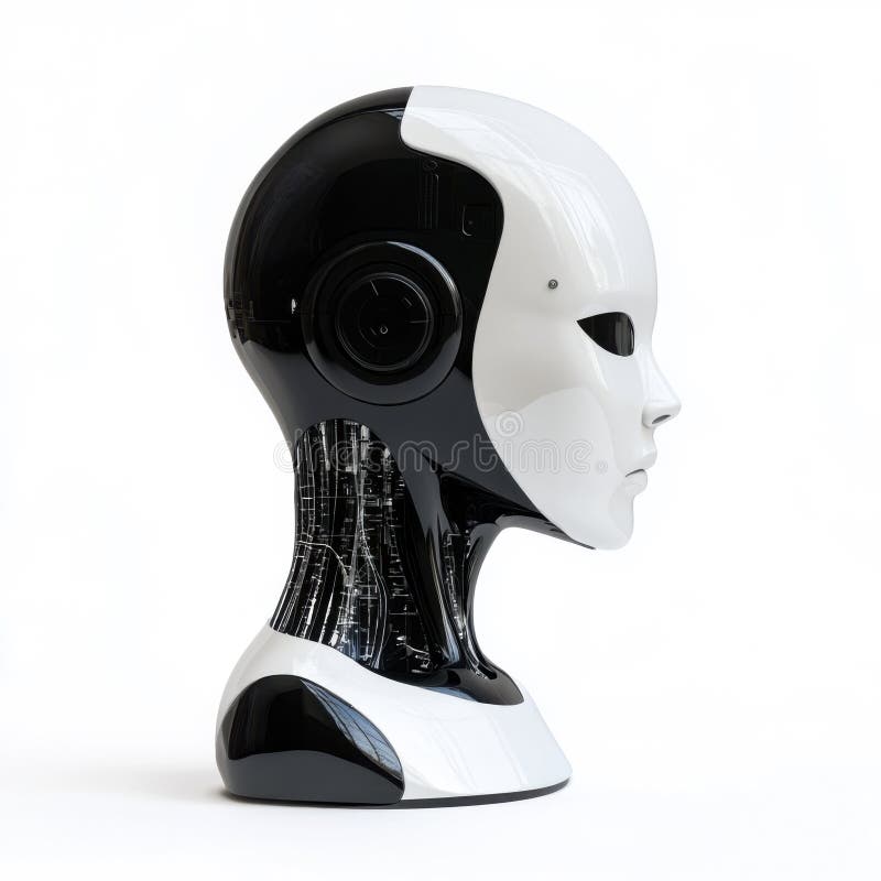 Futuristic Black and White Robotic Head Displaying Sleek Design and ...