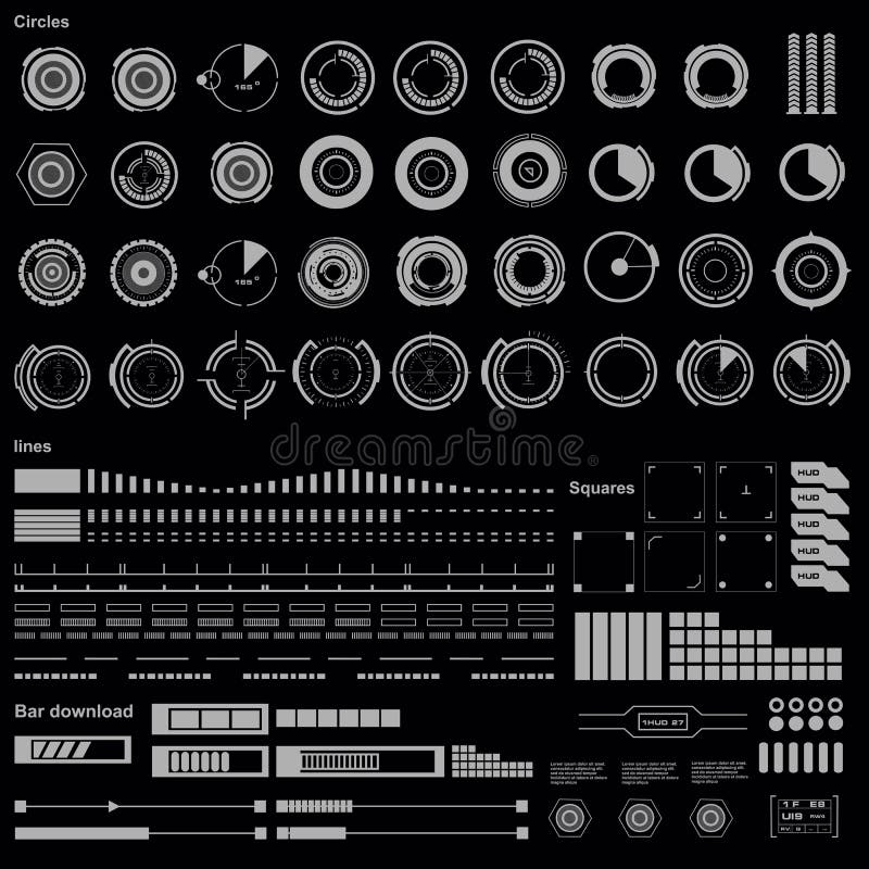 Futuristic Black and White Virtual Graphic Touch User Interface HUD ...