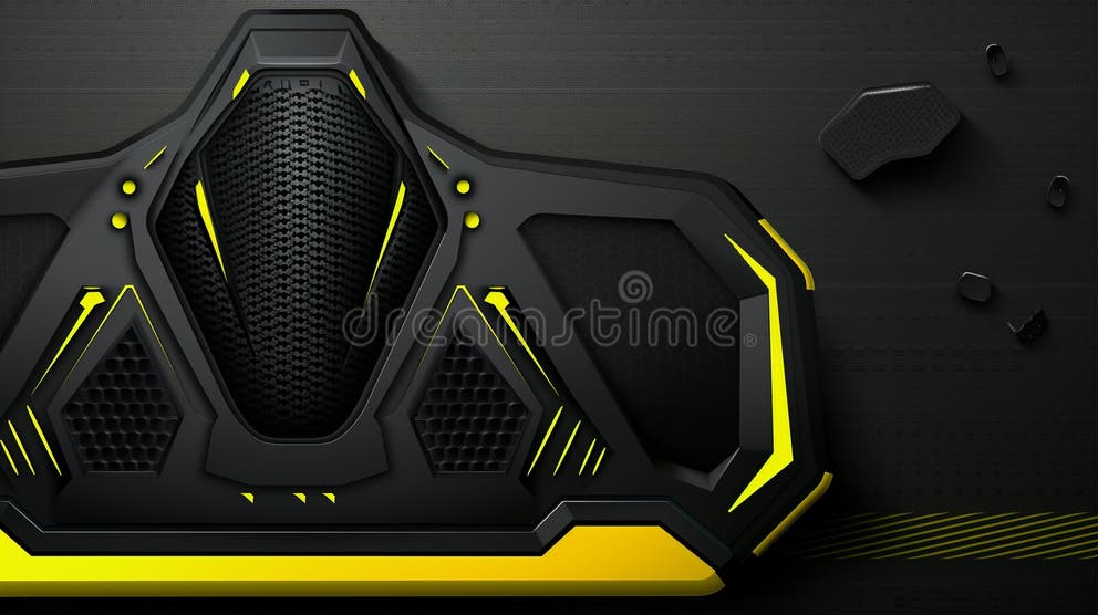 Futuristic Black and Yellow Tech Design Featuring Geometric Shapes ...