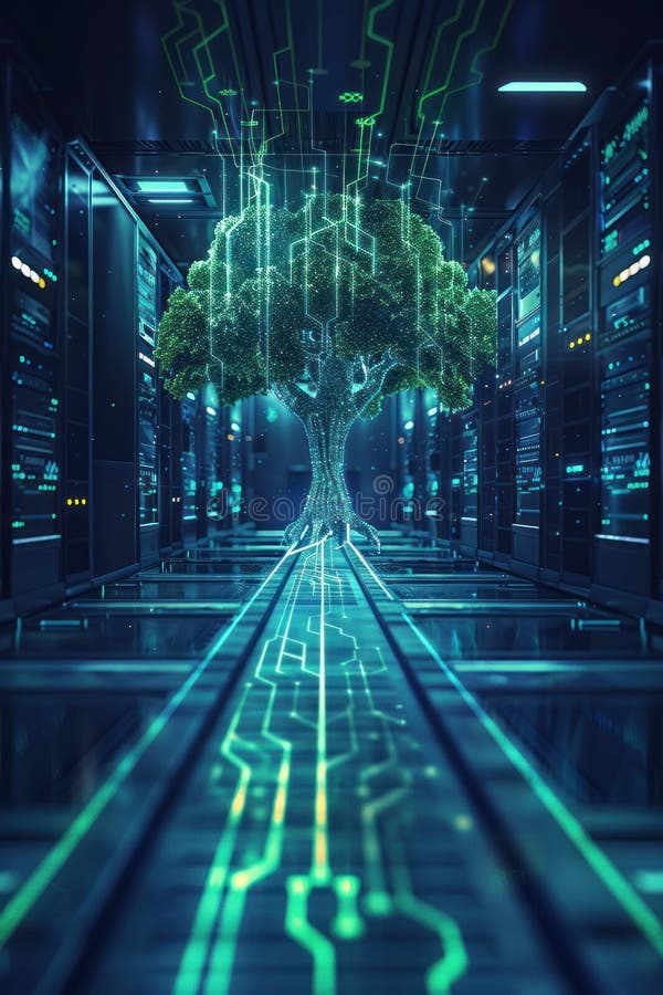 A Futuristic Blend of Nature and Technology Interwoven in a Digital ...