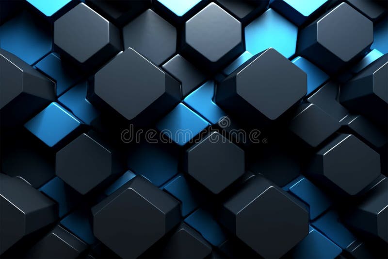 Futuristic Block Wall High Tech 3D Render of Hexagons Tile Pattern ...