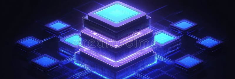 Futuristic Blockchain Concept Featuring Layered Blue Paper Cut Design ...