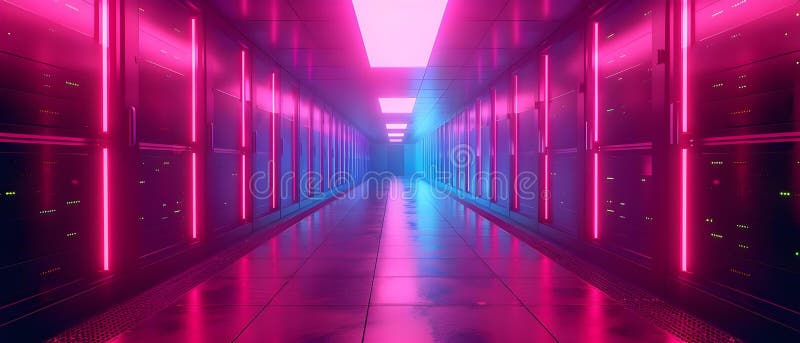 Futuristic Blockchain Data Center with Neon Glow. Concept Technology ...
