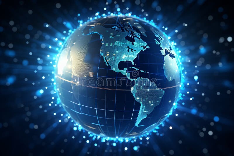Futuristic Blockchain with Globe Stock Illustration - Illustration of ...