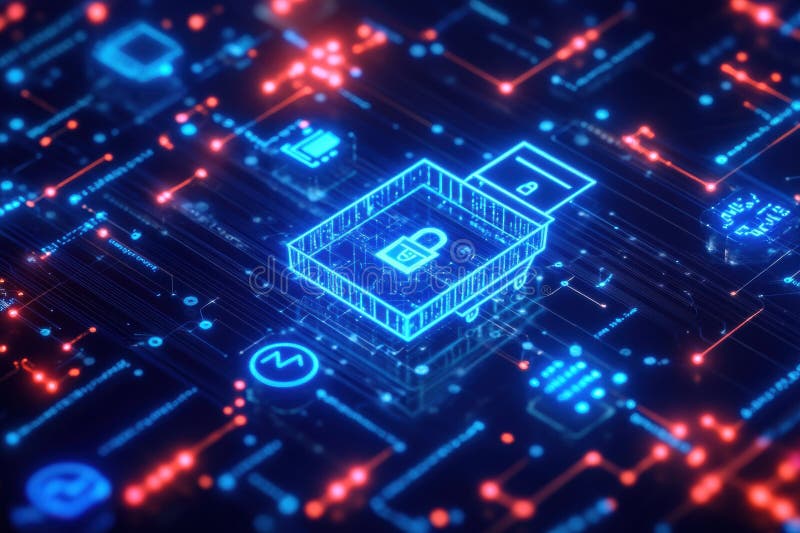 Futuristic Blockchain Representation Online Shopping Glowing Nodes ...