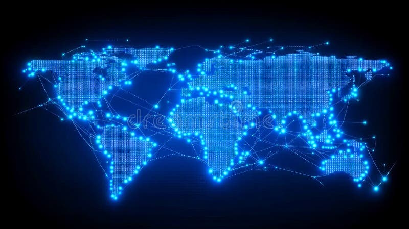 The Futuristic Blockchain Technology HUD Background Showcases a Globe ...