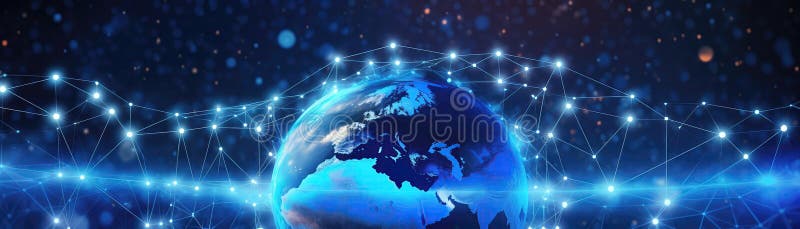 Futuristic Blockchain Technology with World Globe and Polygon Network ...