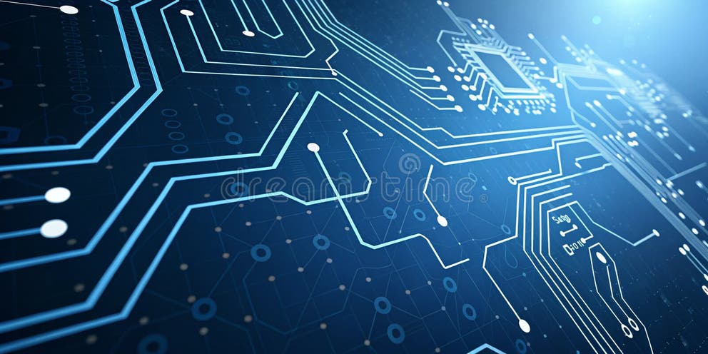 Abstract Computer Technology Blue Background Banner Stock Illustration - Illustration of ...