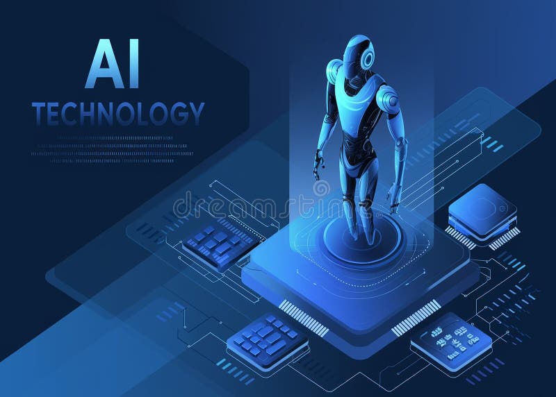 Futuristic Blue AI Technology Banner Featuring a Sleek Robot Design and ...
