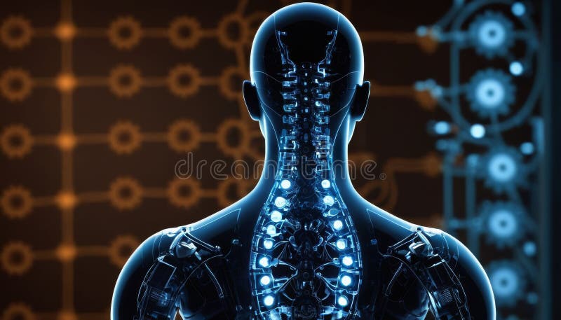 Futuristic Blue Android Interface Stock Illustration - Illustration of ...