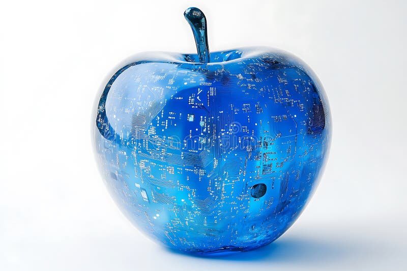 Futuristic Blue Apple with Circuit Board Design Technology & Innovation ...