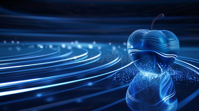 Futuristic Blue Apple with Light Trails Stock Photo - Image of abstract ...