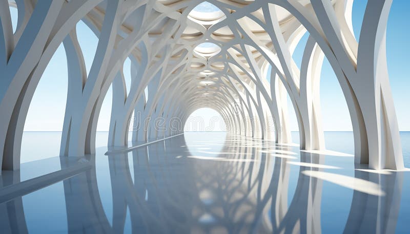 Futuristic Blue Arch Reflects Modern Design in Abstract Architecture ...