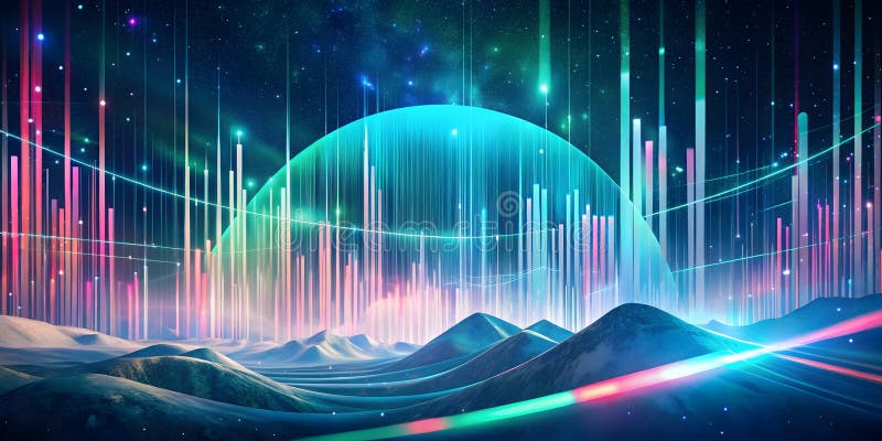 Futuristic Blue Background with Digital Lines and Glowing Dots ...