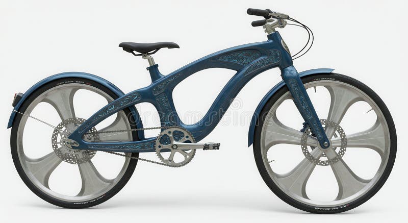 Futuristic Blue Bicycle with Intricate Design and Innovative Wheel ...