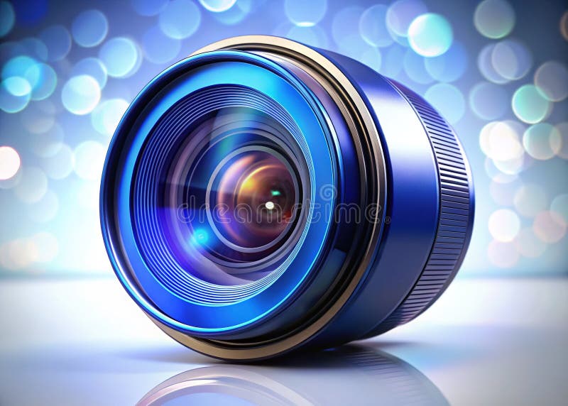 Futuristic Blue Camera Lens 3D Render a Stunning Abstract Technology ...