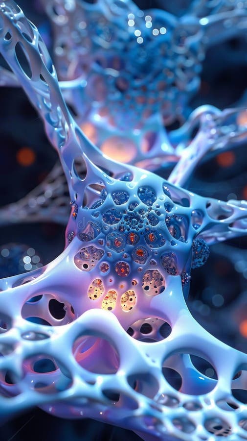 Futuristic Blue Cellular Structure, Molecular Mesh, Nanotechnology ...