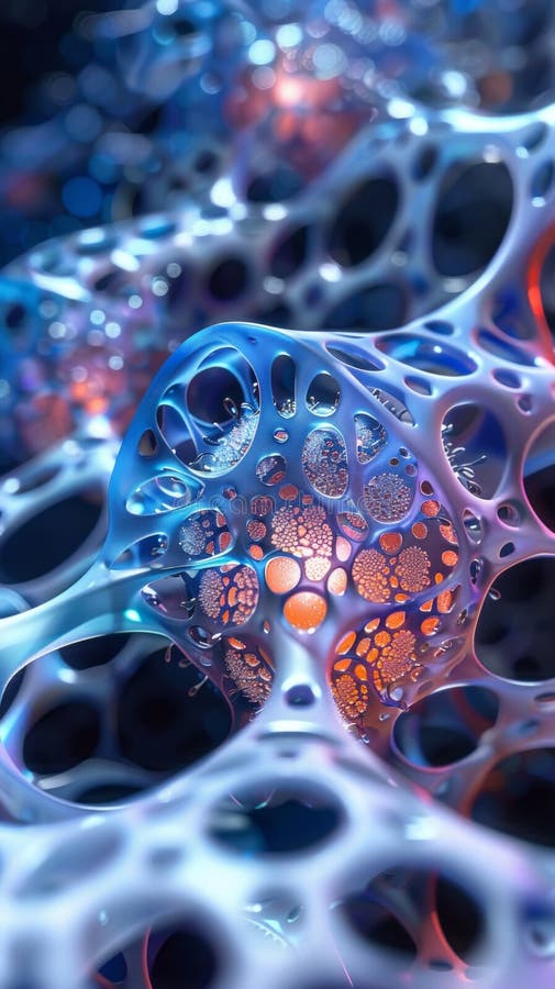 Futuristic Blue Cellular Structure, Molecular Mesh, Nanotechnology ...