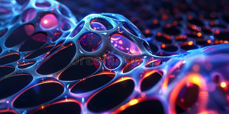 Futuristic Blue Cellular Structure, Molecular Mesh, Nanotechnology ...