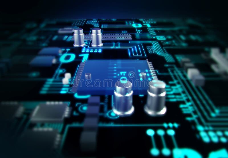 Futuristic Blue Circuit Board Background Illustration Stock ...