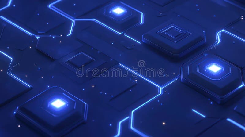 A Futuristic Blue Circuit Design with Glowing Elements, Suggesting ...