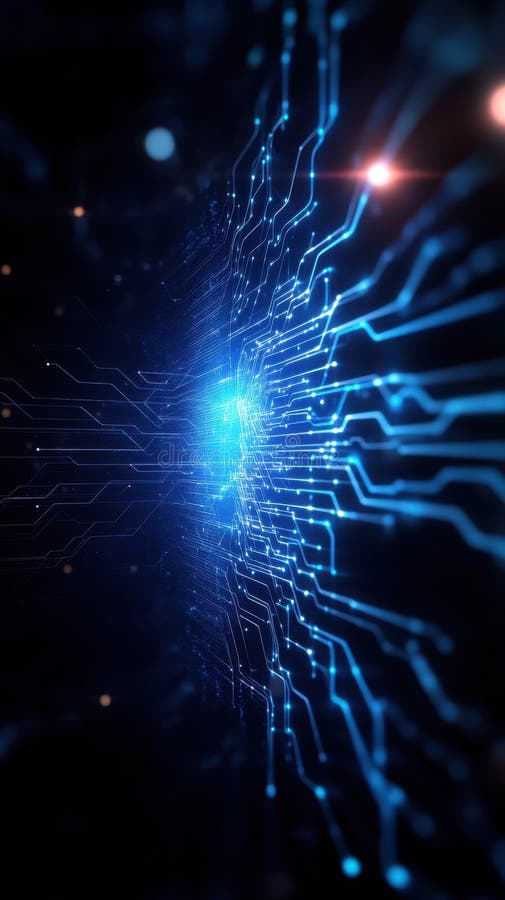 Futuristic Blue Circuit Design with Glowing Lines and Patterns Stock ...