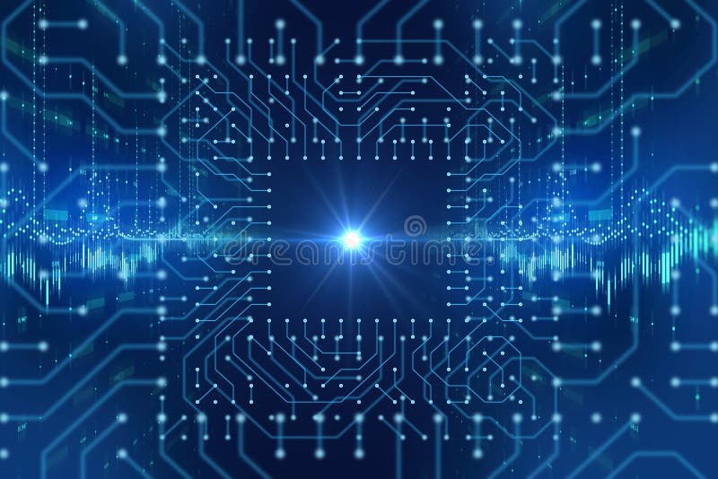 Futuristic Blue Circuit Pattern Abstract Background Illustration Stock ...