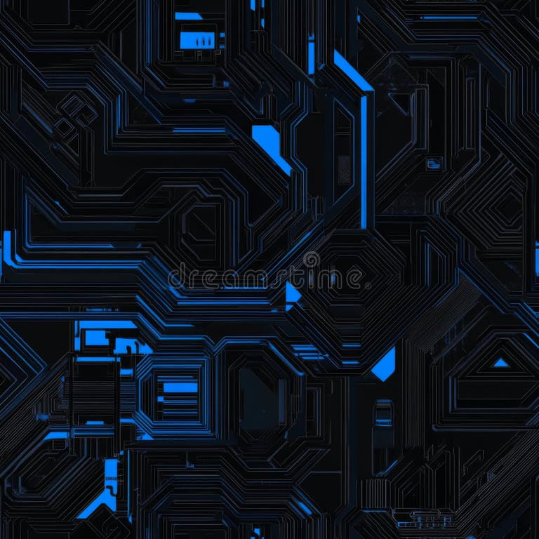Futuristic Blue Circuit Pattern on Dark Background Stock Photo - Image ...