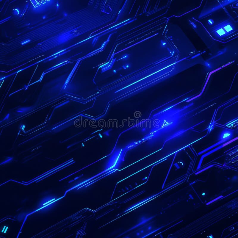Futuristic Blue Circuit Pattern with Dynamic Neon Design and Electronic ...