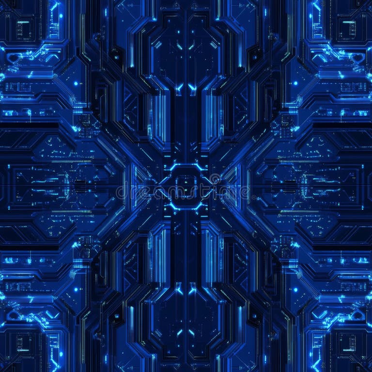 Futuristic Blue Circuit Pattern with Glowing Lines and Geometric Design Stock Image - Image of ...