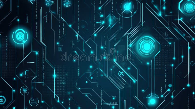 Futuristic Blue Circuitry Design Featuring Glowing Lines and Patterns ...